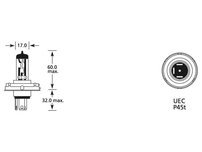 Light Bulb (Filament) H4, 12V, 55W, P45t (Box 1 pc.)