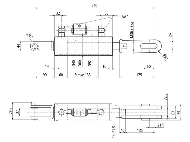 Hydraulic Levelling Box (Supplied with: Hoses) - Fork Hole Ø 22mm ...
