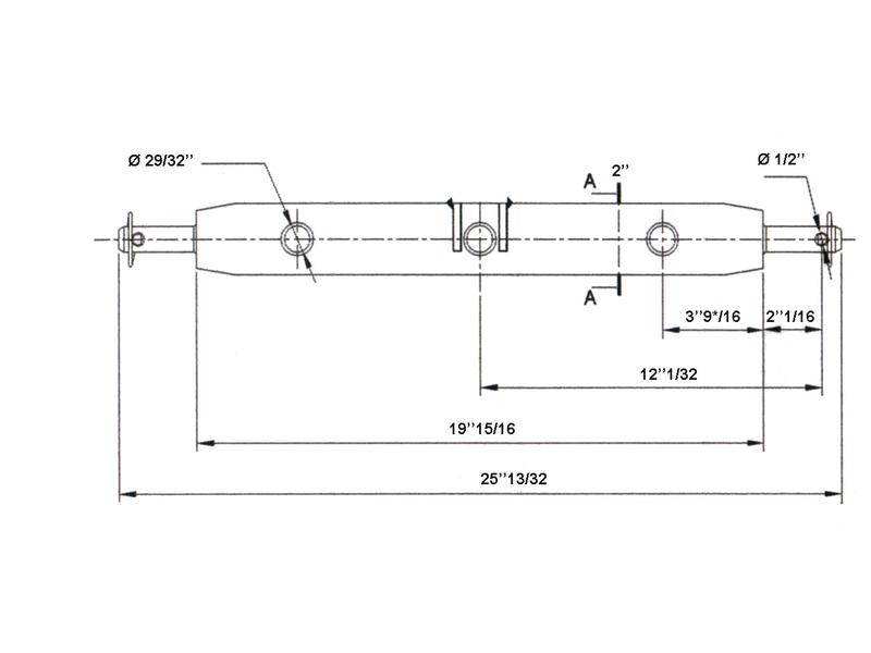 Drawbar Hitch System (Cat. 1 (Ø22mm)) No. holes: 3, 610mm.
