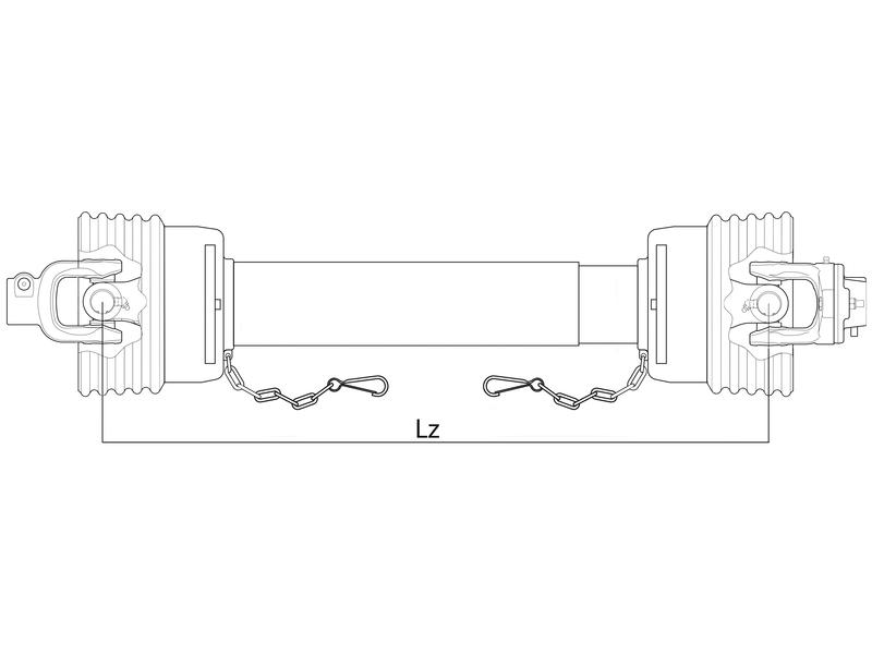 GARDLOC PTO Shaft - (Lz) Length: 1010mm, 1 3/8'' x 6 Spline Q.R. to 1 3 ...
