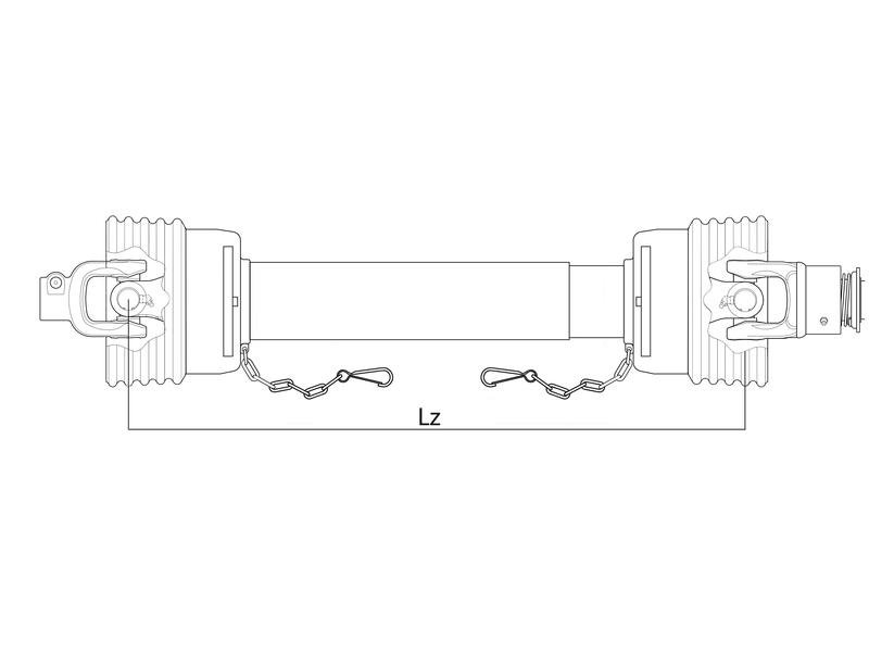 GARDLOC PTO Shaft - (Lz) Length: 1010mm, 1 3/8'' x 6 Spline Q.R. to 1 3 ...