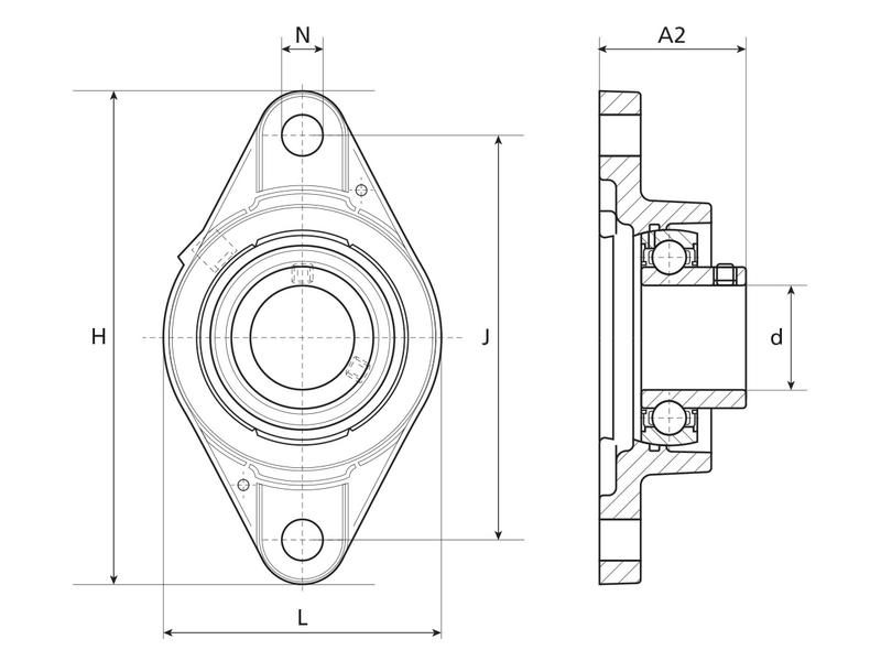 NTN SNR Two-Bolt Flanged Unit (UCFL206)
