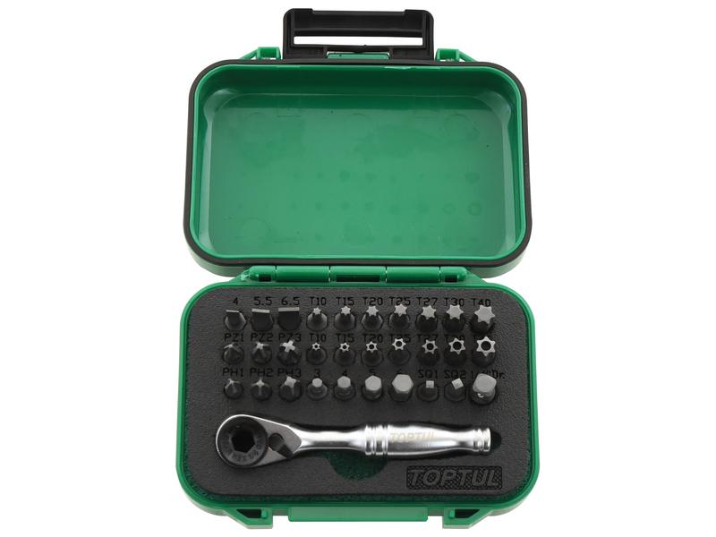 31 pcs. 1/4'' Hex Drive Mini Ratchet Bit Set