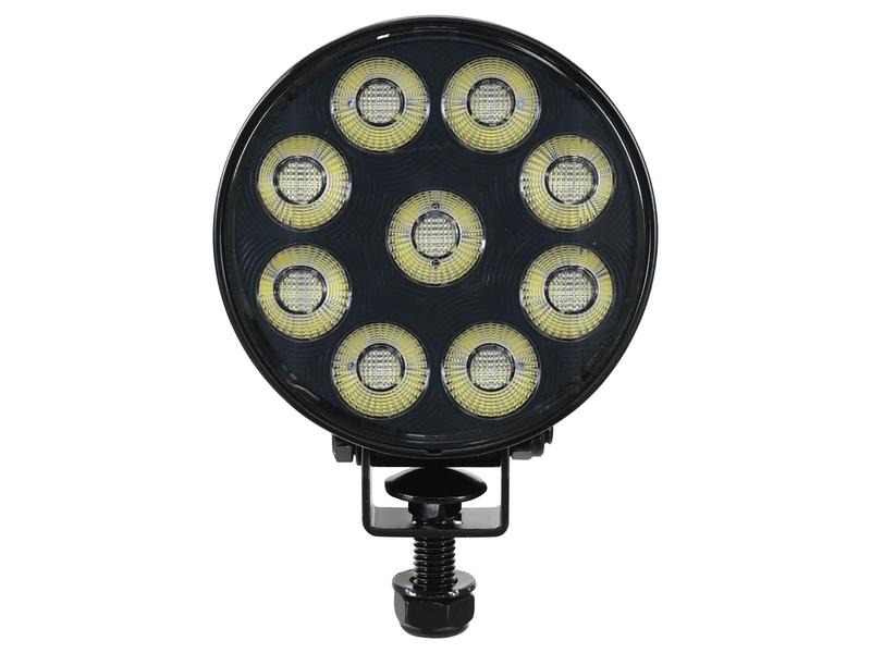 LED Heated Lens Light- 10-30V, Round Work Light 10260 Lumens Raw, Bracket