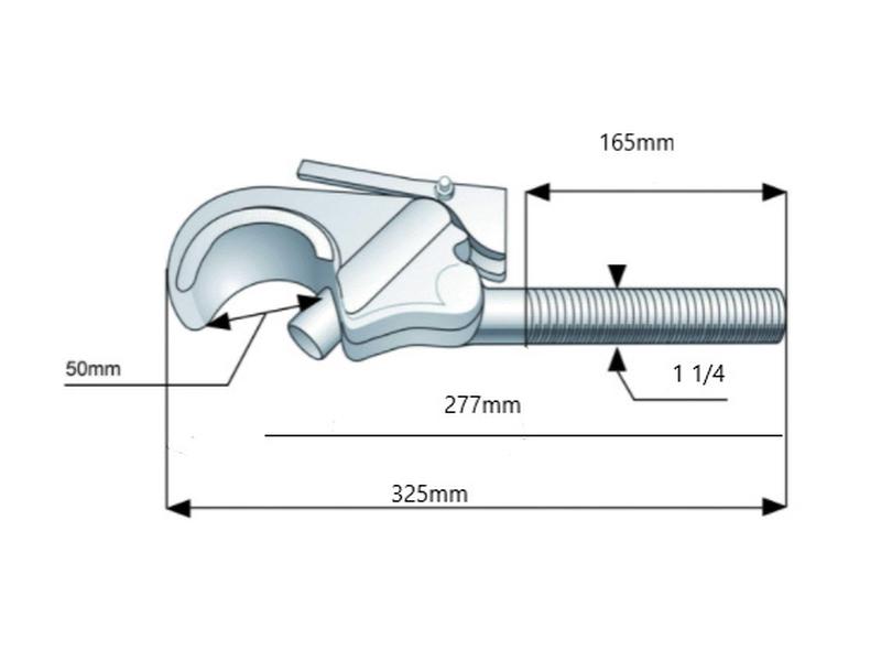 Top Link Forged Hook - Cat. 2 (Ø25mm), Thread size: 1-1/4 - RH