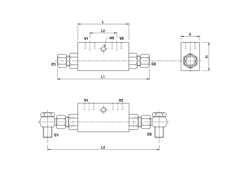 MARCHESINI Dual Pilot Operated Check Valve Kit 3/8'' BSP (30 L/min Flow ...