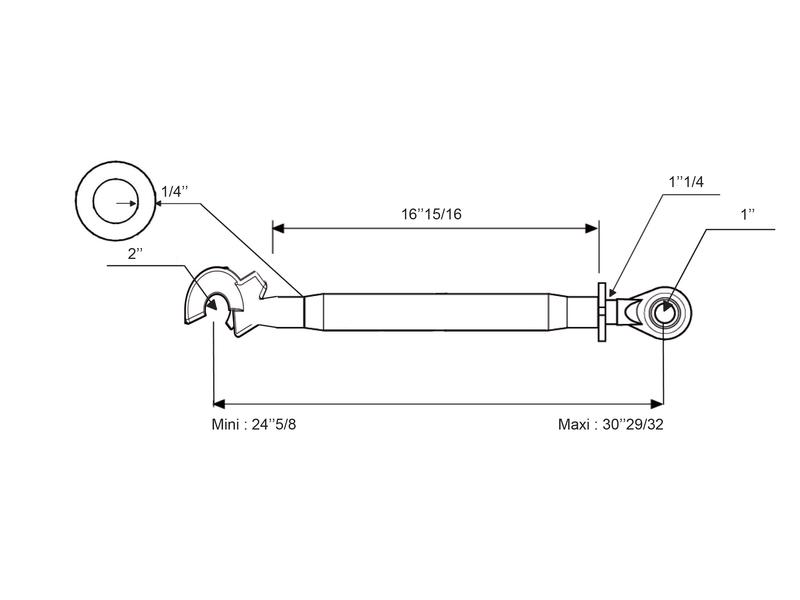 Top Link Heavy Duty (Cat.2/2 (Ø25/25mm)) Ball and Q.R. Hook, 1-1/4, Min ...