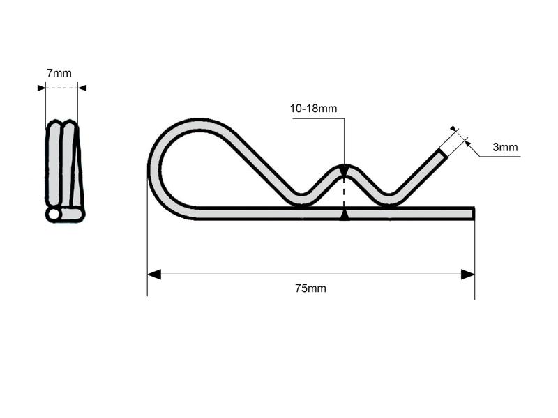 Double Wound Grip Clip, Clip Ø3mm x 75mm