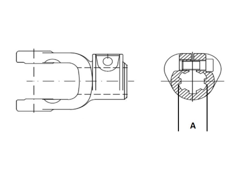 PTO Yoke - Interfering Clamp Bolt (U/J Size: 23.8 x 61.2mm) SizeSpline