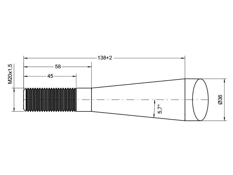 Loader Tine - Cranked 820mm, Thread size: M20 x 1.50 (H - fluted)