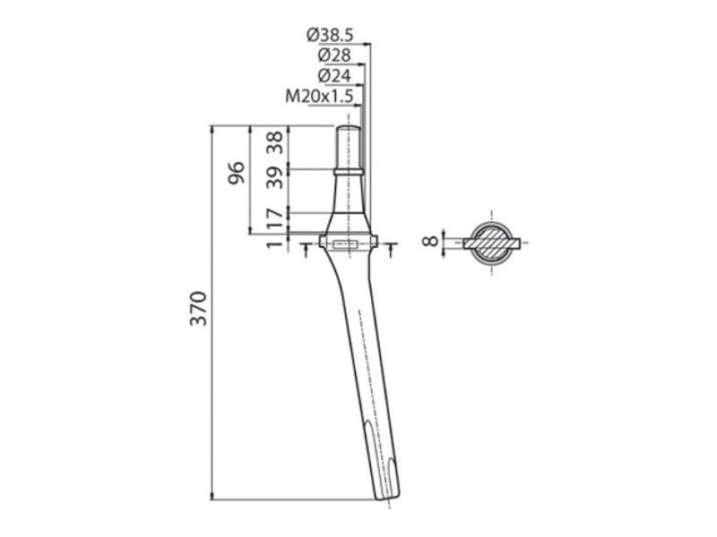 Power Harrow Tine 370mm. Replacement for Krone