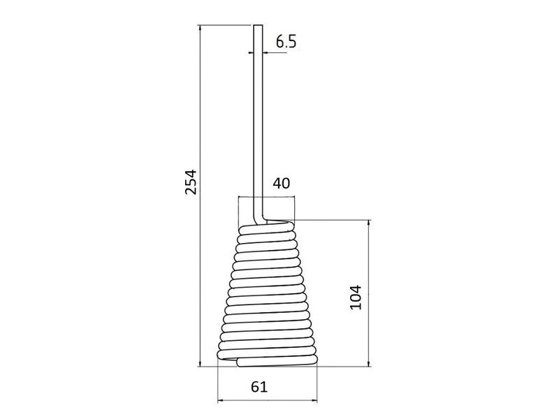 Wheel Rake Tine - - - Length:257mm, Width:64mm, Ø6.5mm - Replacement ...