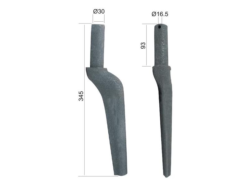 Power Harrow Tine 345mm. Replacement for Krone