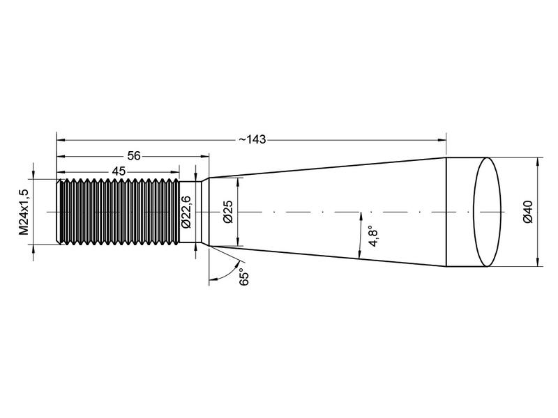 Loader Tine - Cranked 980mm, Thread size: M24 x 1.50 (Square)